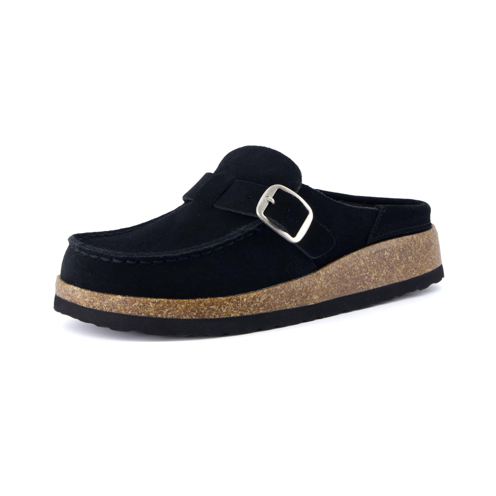 Cushionaire Women's Hobby Genuine Leather Cork Footbed Clog with ...