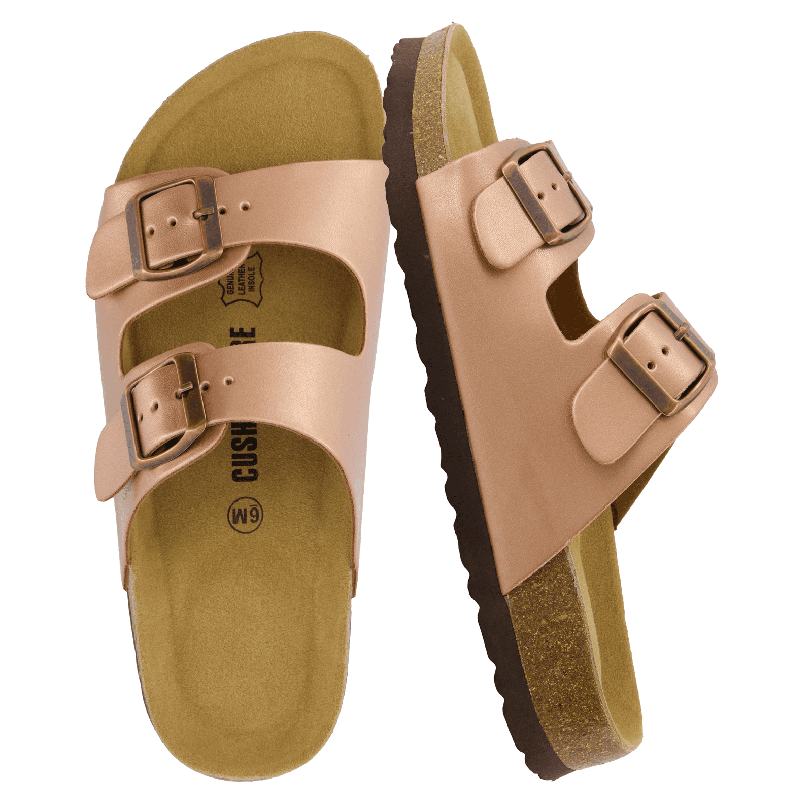 Cushionaire Lane Cork Footbed Sandals for Women – Comfortable Double ...