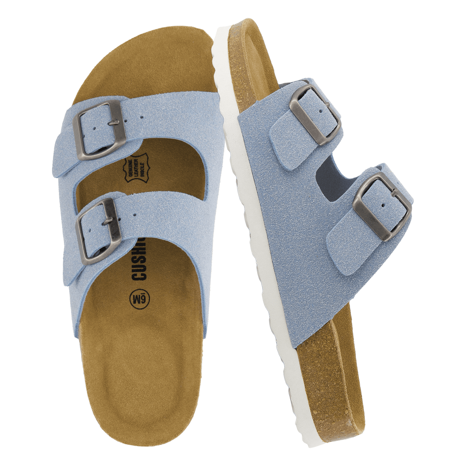 Cushionaire Lane Cork Footbed Sandals for Women – Comfortable Double ...