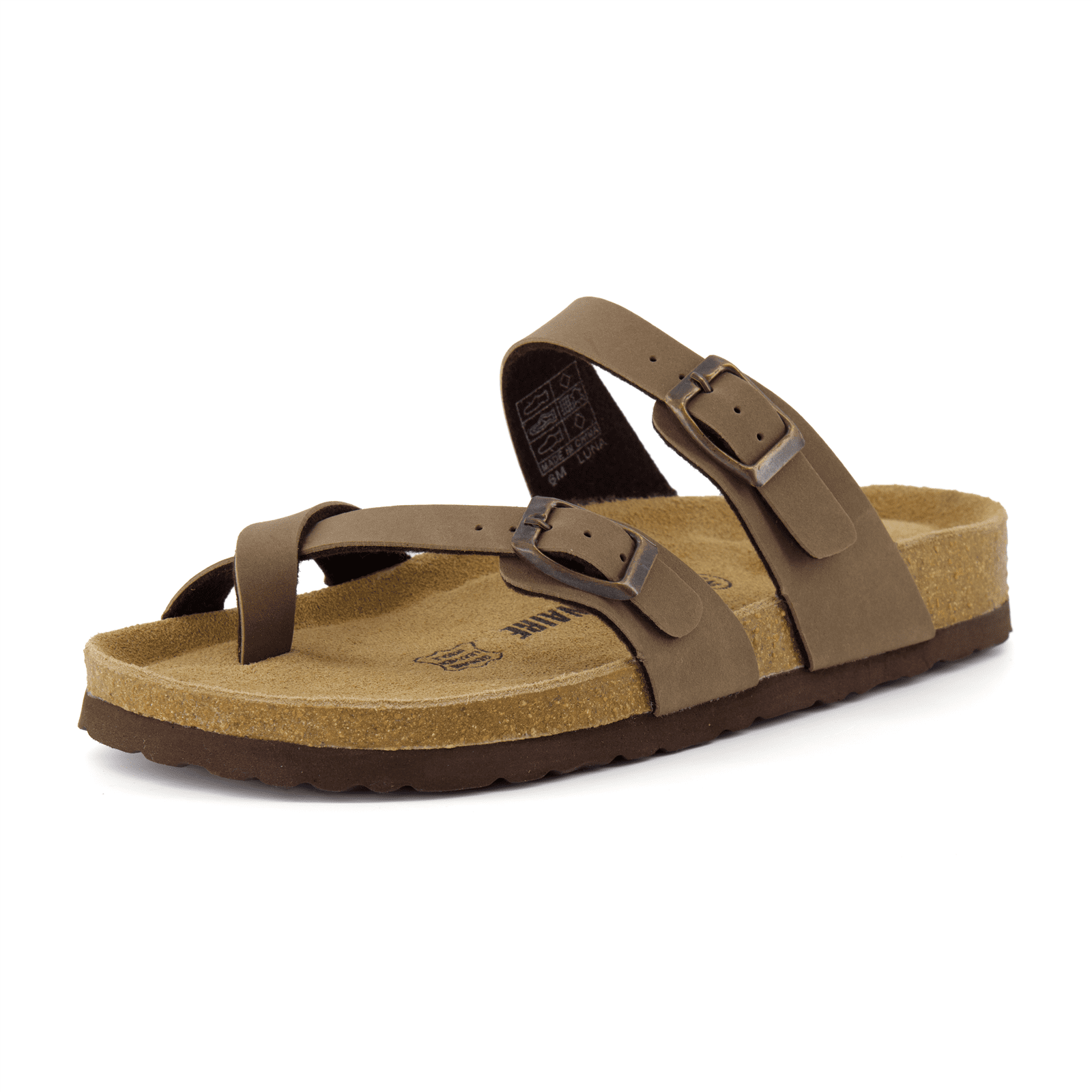 CUSHIONAIRE Women's Luna: Cushioned Cork Footbed Sandal with Genuine ...