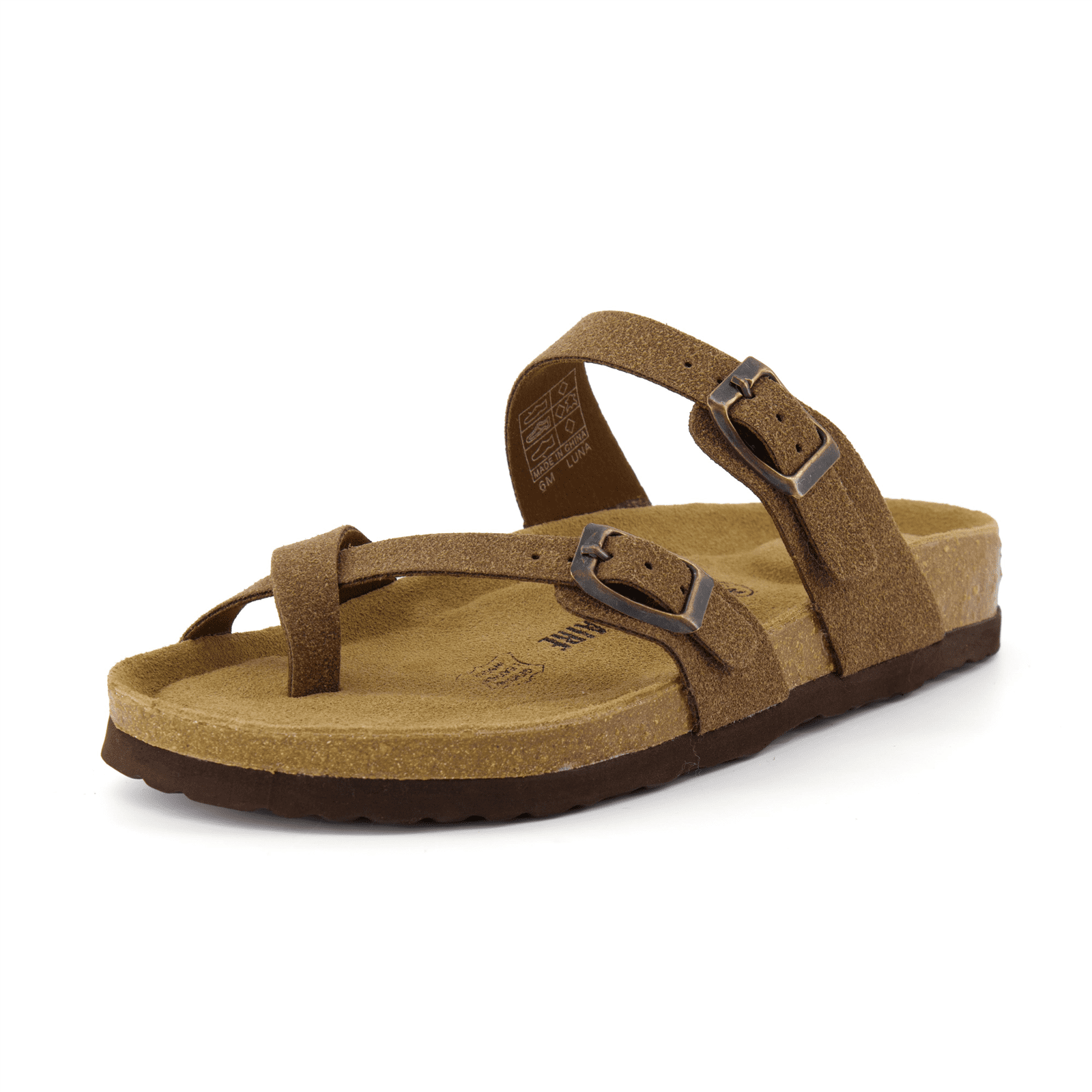 Cushionaire Women's Luna Cork Footbed Sandals with +Comfort, Wide ...