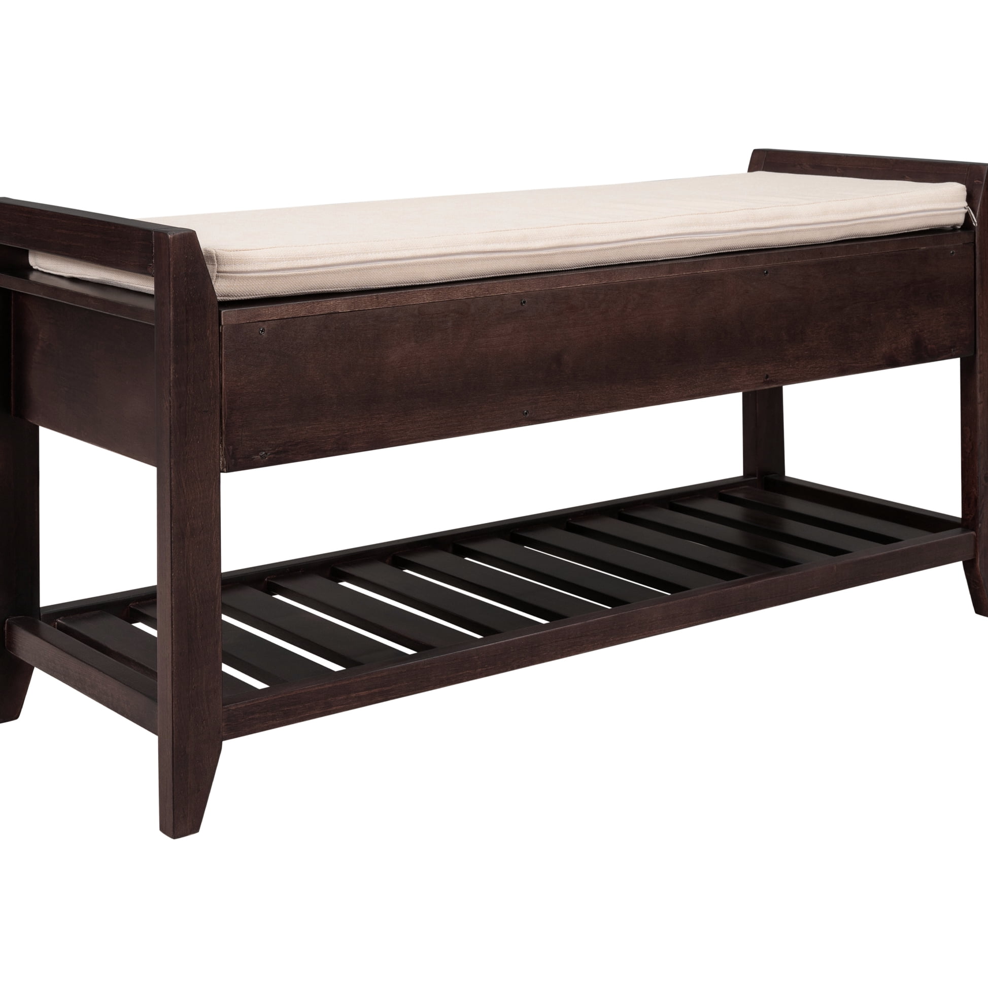 Cushioned Seat Entryway Shoe Storage Bench With Large Drawers ...