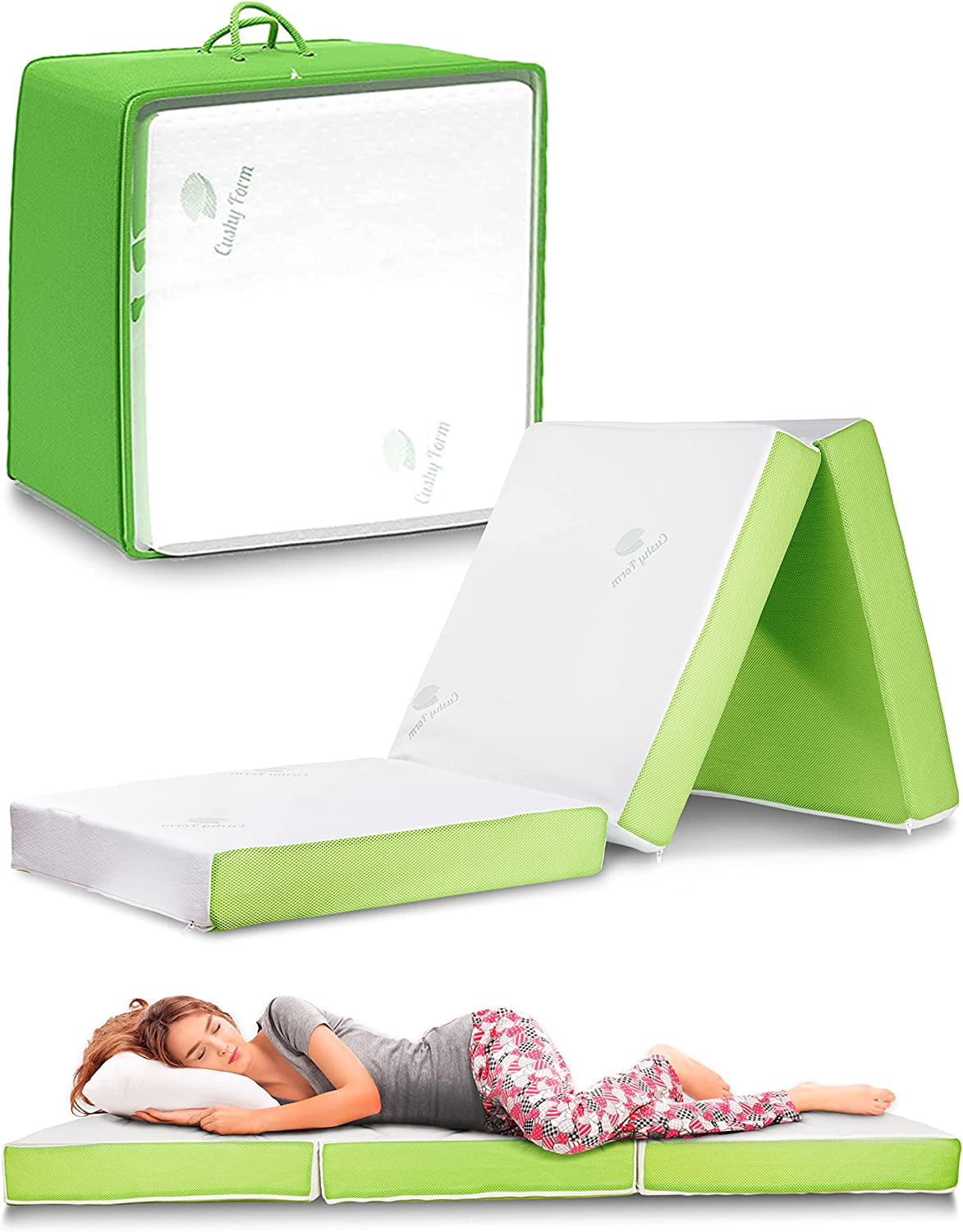 Cushy Form Floor Mattress - Foldable 4 Inch Foam Camping Bed w/Case for ...