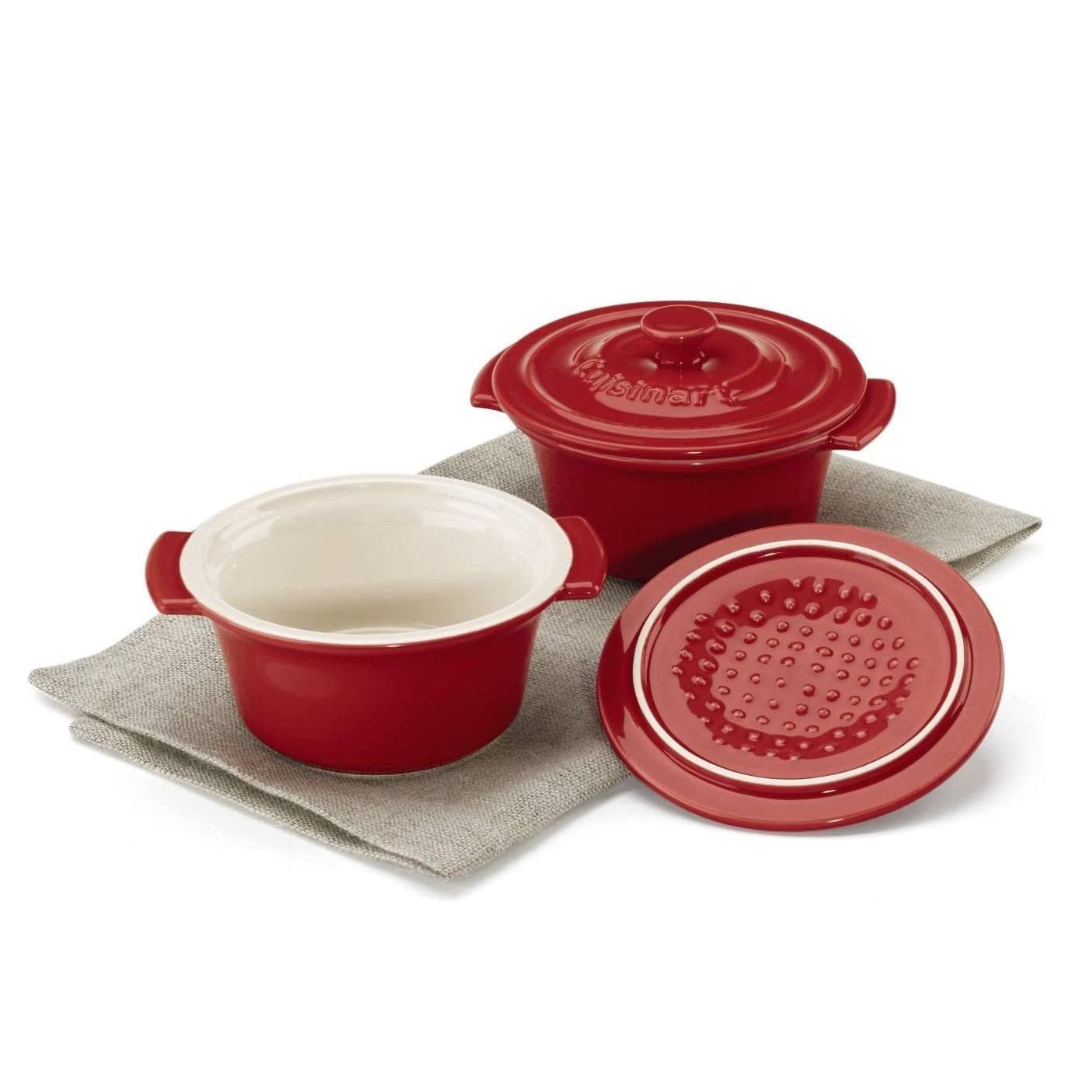 Cusinart Chefs Classic Ceramic Bakeware Set of 2 Mini Round Covered ...
