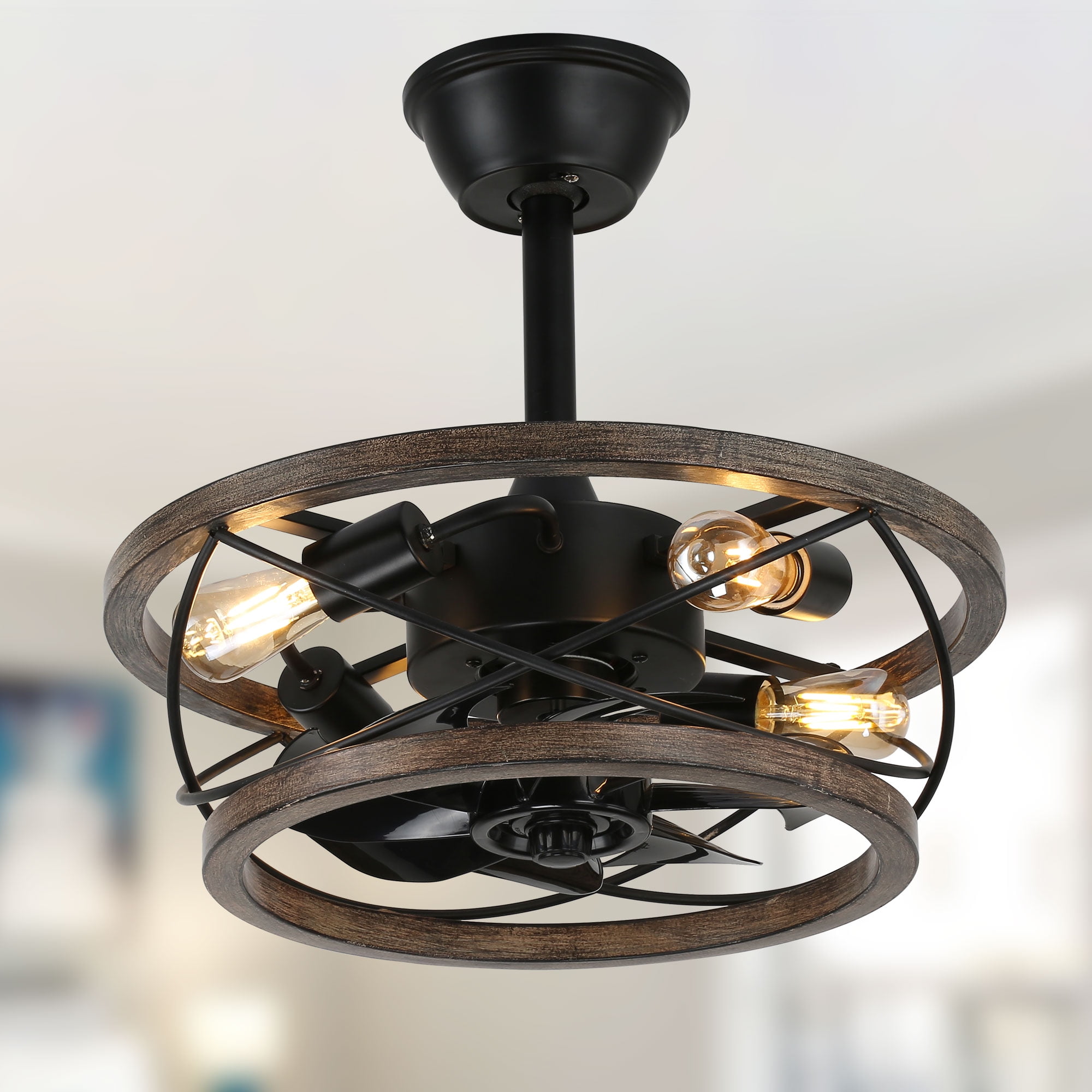 Cusp Barn 18 Inch 4-Light Farmhouse Wood Ceiling Fan, French Country ...