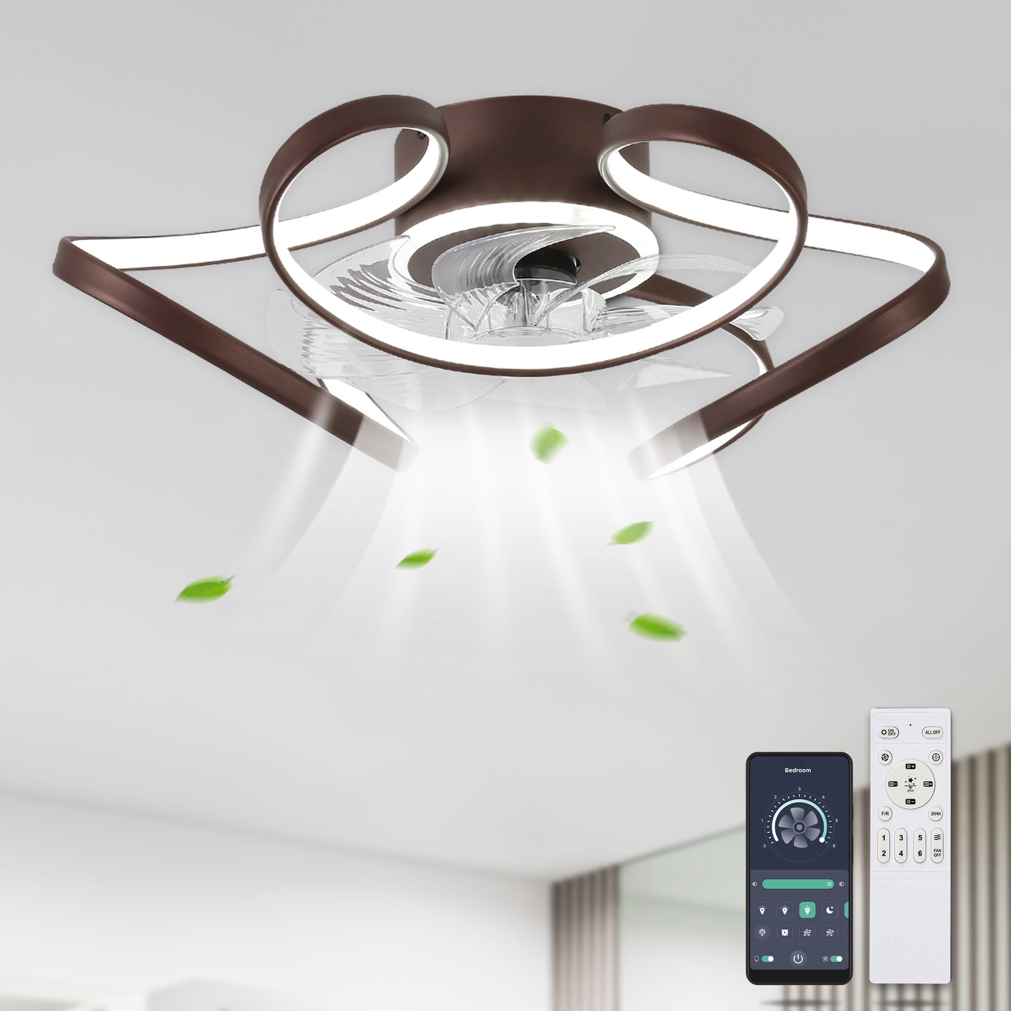 Cusp Barn 20" Ceiling Fan with Lights and Remote Quiet Motor Stepless ...