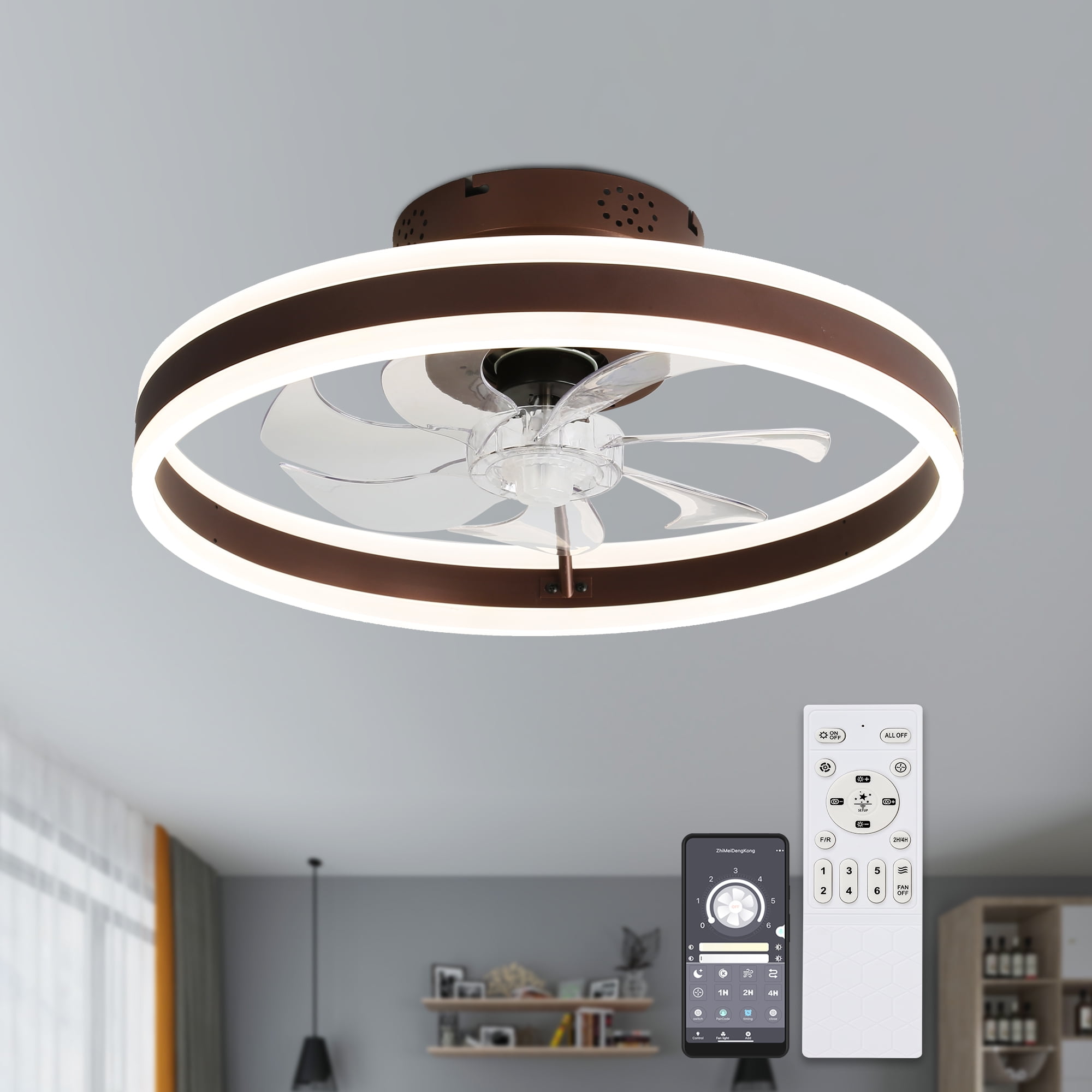 Cusp Barn 20-In Modern Ceiling Fan with Lights and Smart APP Control ...