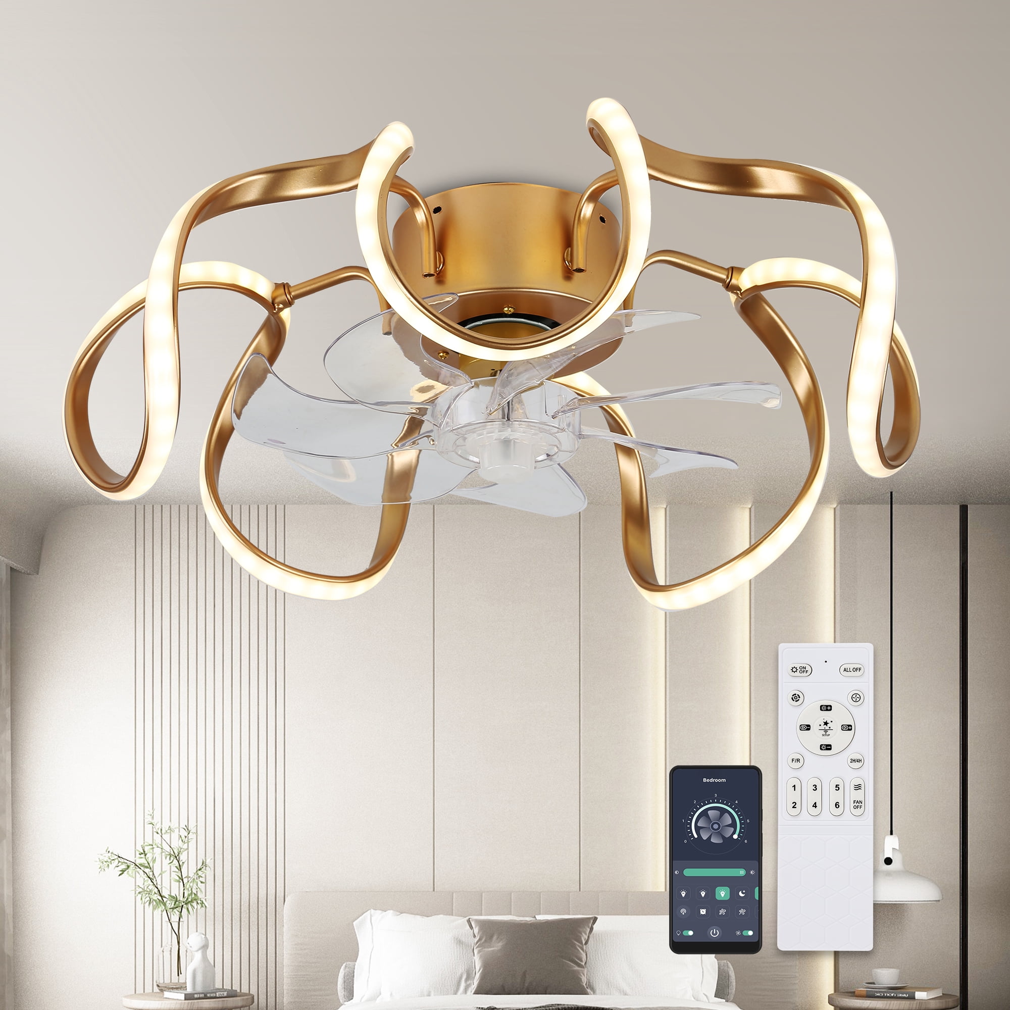 Cusp Barn 20-In Smart Ceiling Fan with Light, 6 Speeds, Timing, French ...