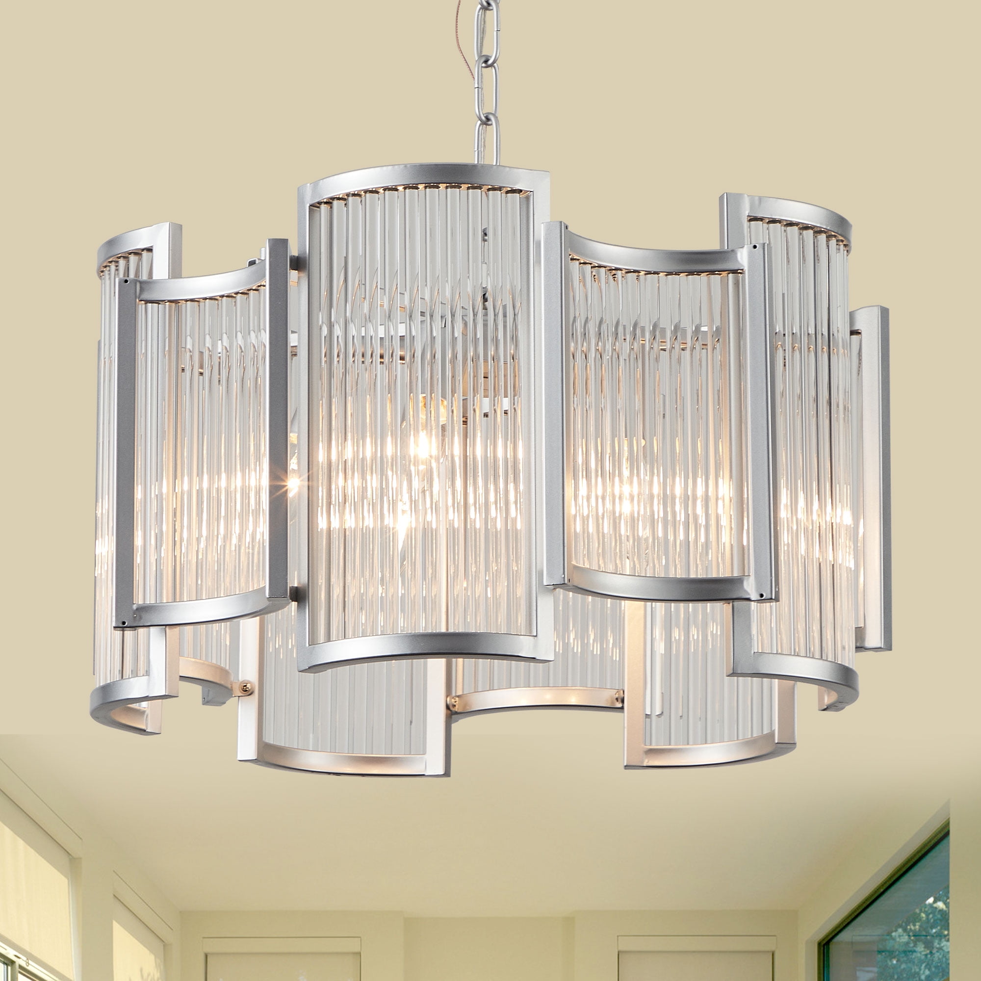 Cusp Barn 20 Inch Industrial Glass Chandelier, 5-Light Rustic Hanging ...