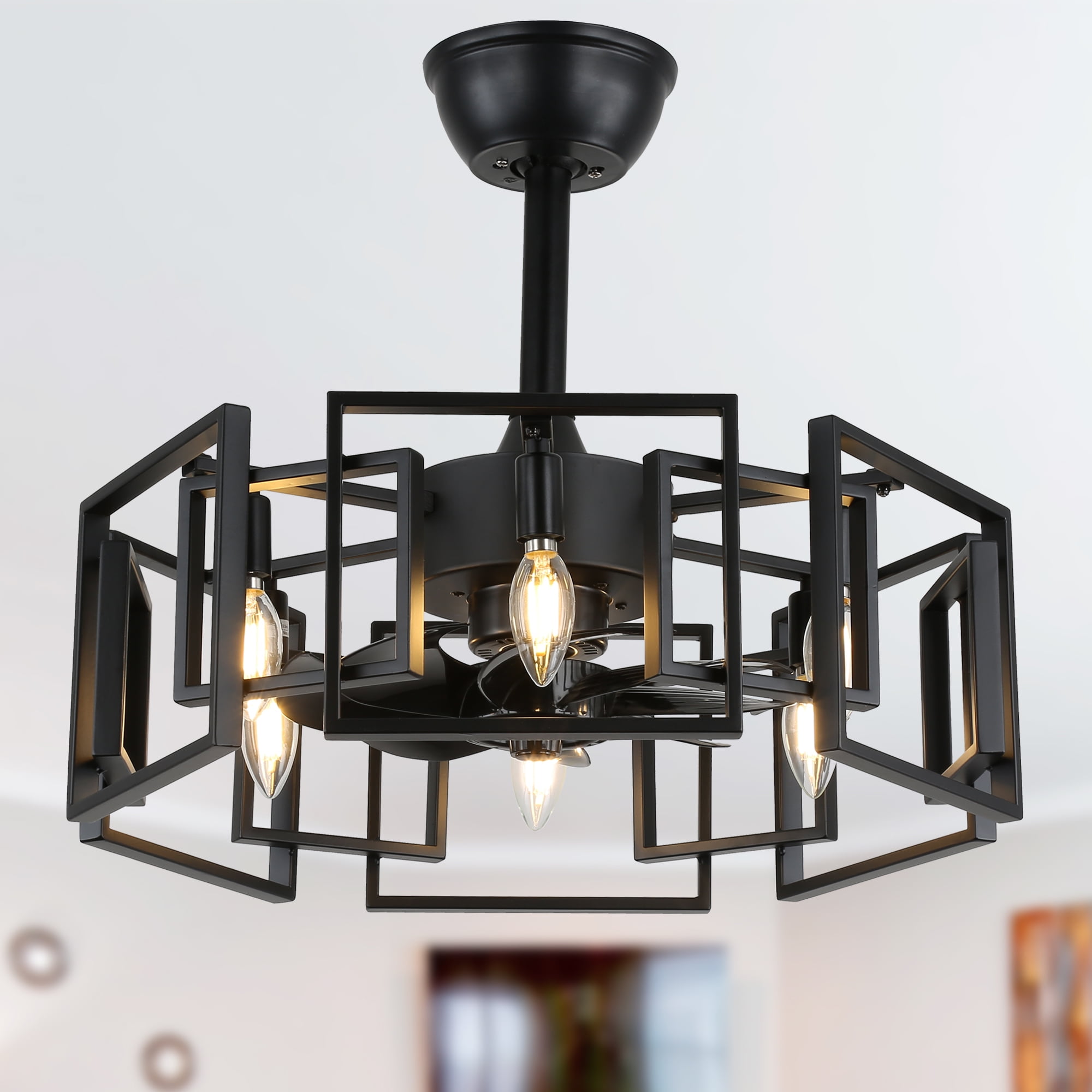 Cusp Barn 20in. Black Industrial Ceiling Fan with Remote, Farmhouse 3 ...