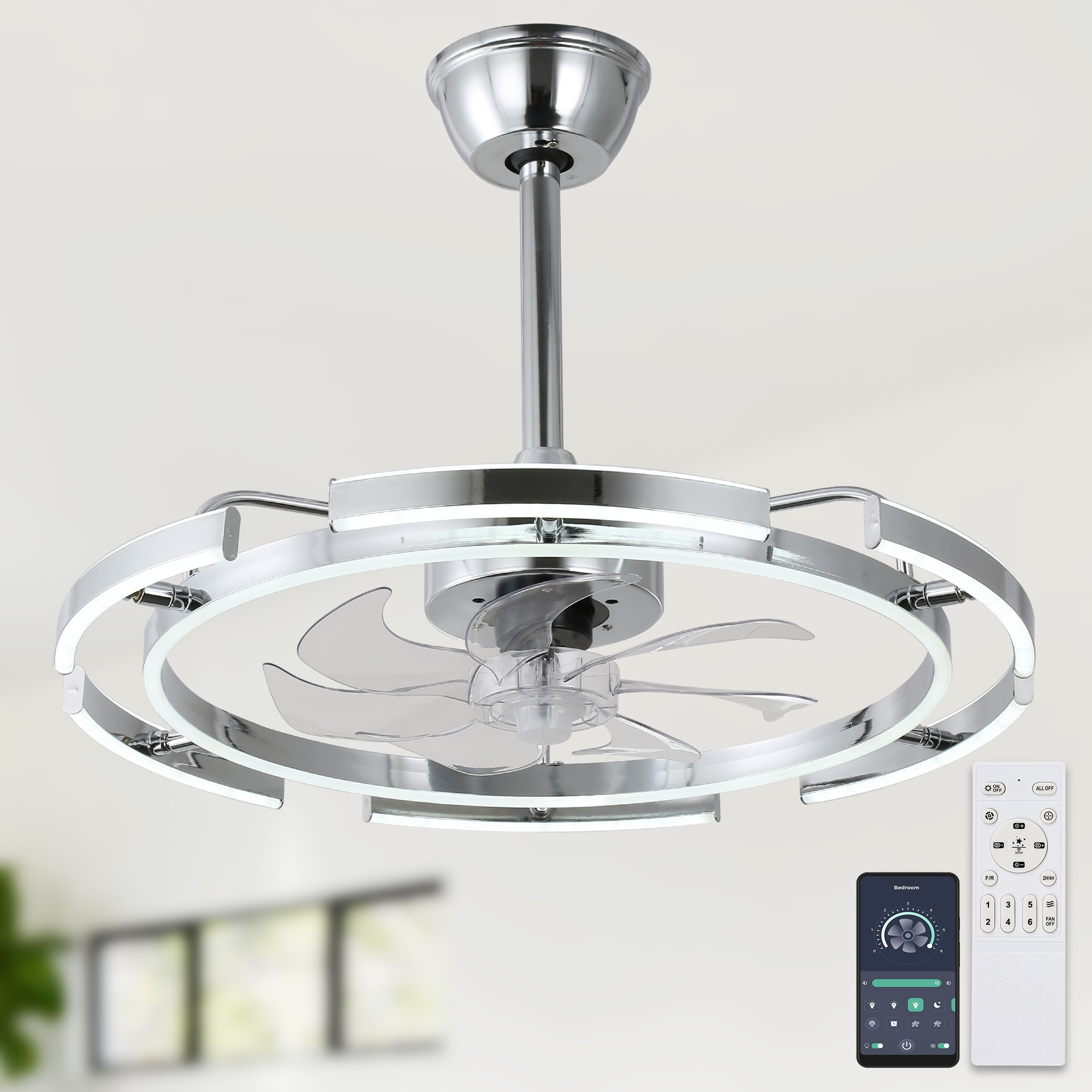Cusp Barn 24 Inch Modern DIY Shape Ceiling Fan with LED Lights, Silent ...