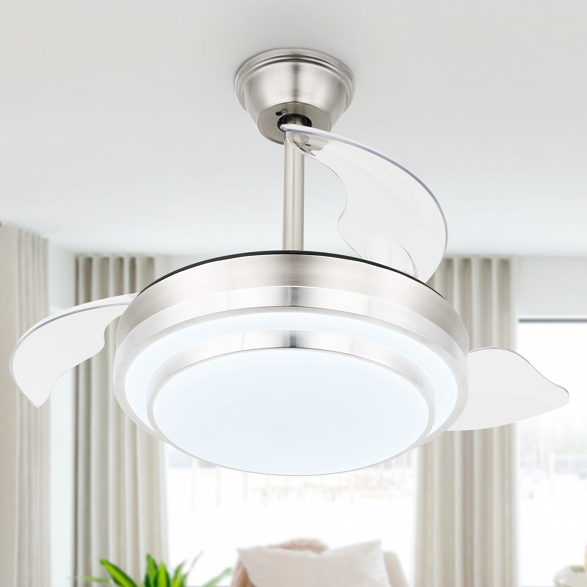 Cusp Barn 36-inch Modern Retractable 3-Blade Ceiling Fan with Lights ...