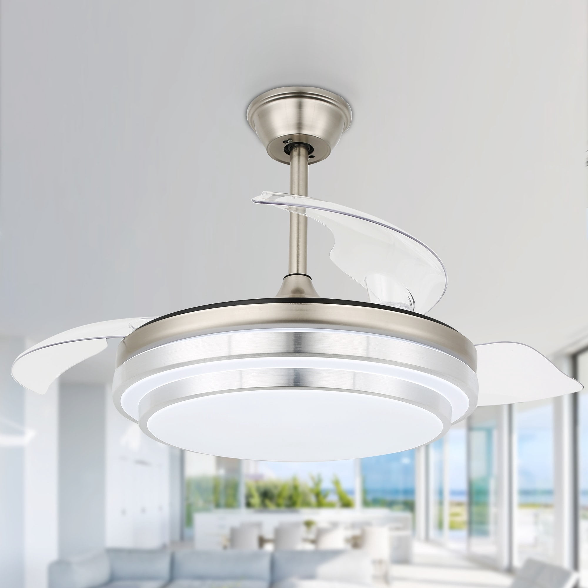 Cusp Barn 42-In Retractable Ceiling Fan with Light and Remote Control ...