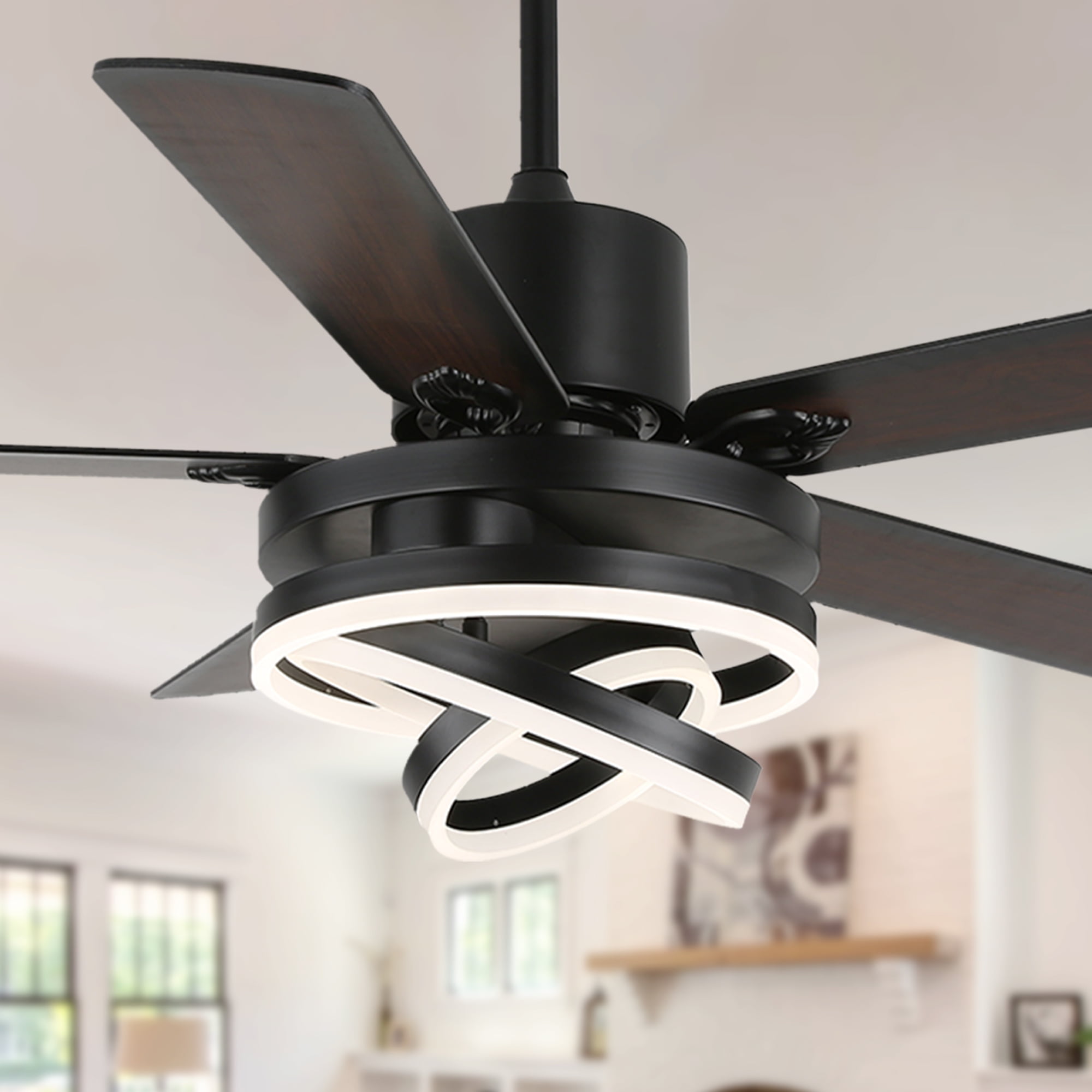 Cusp Barn 52" Chandelier Ceiling Fans with Lights Modern DIY Shape ...