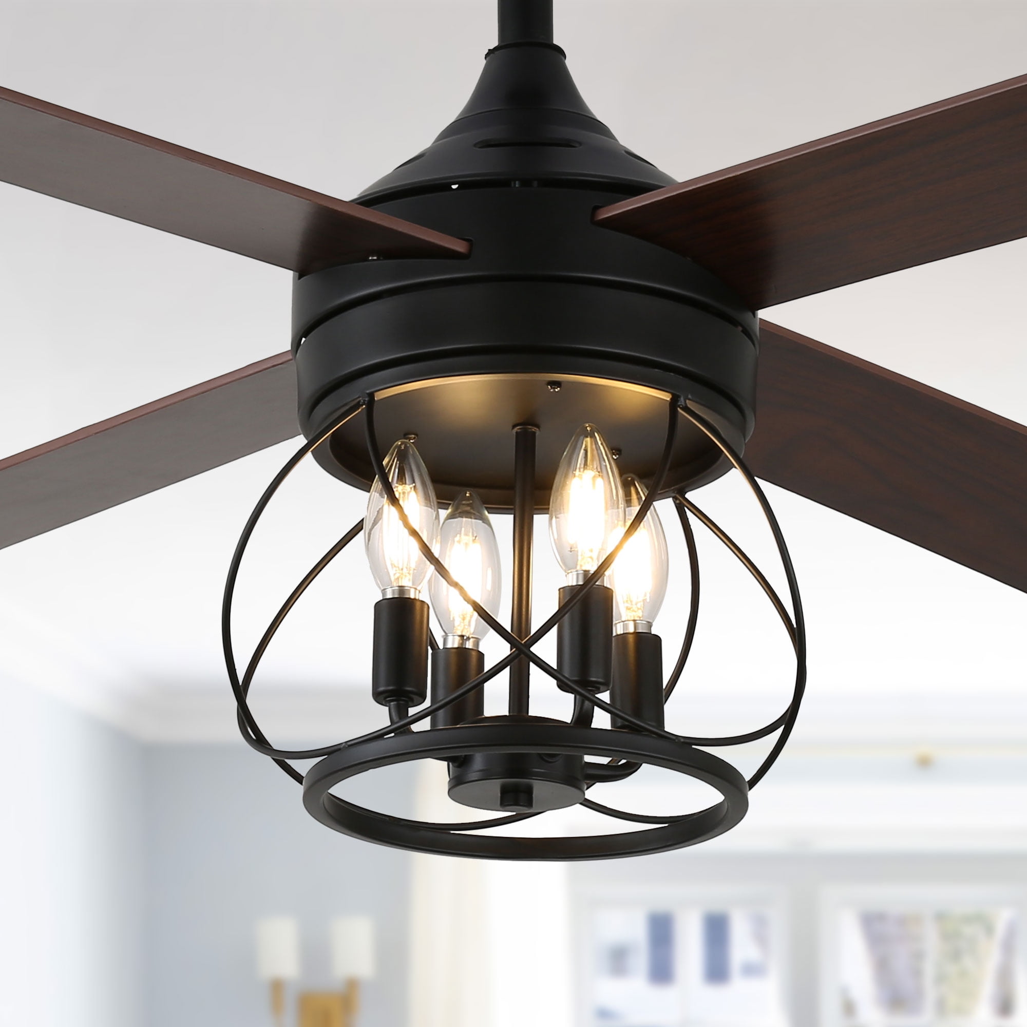 Cusp Barn 52 Inch Farmhouse Ceiling Fan with Remote, Rustic 5 Dual ...