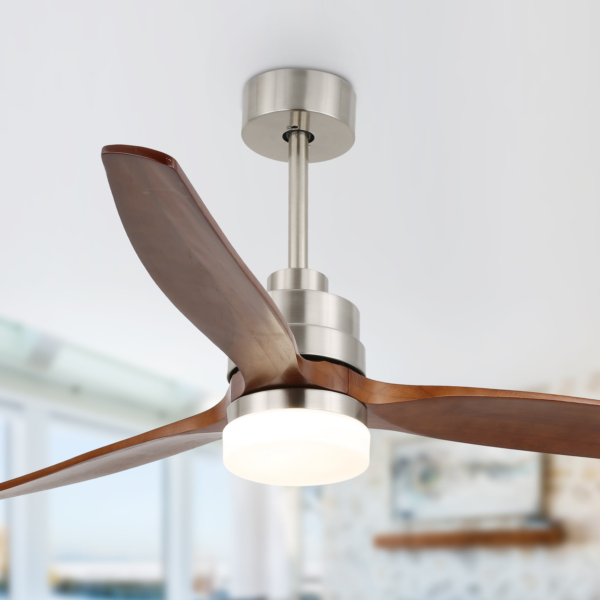 Cusp Barn 52" Outdoor and Indoor Solid Wood Ceiling Fan with Lights and ...