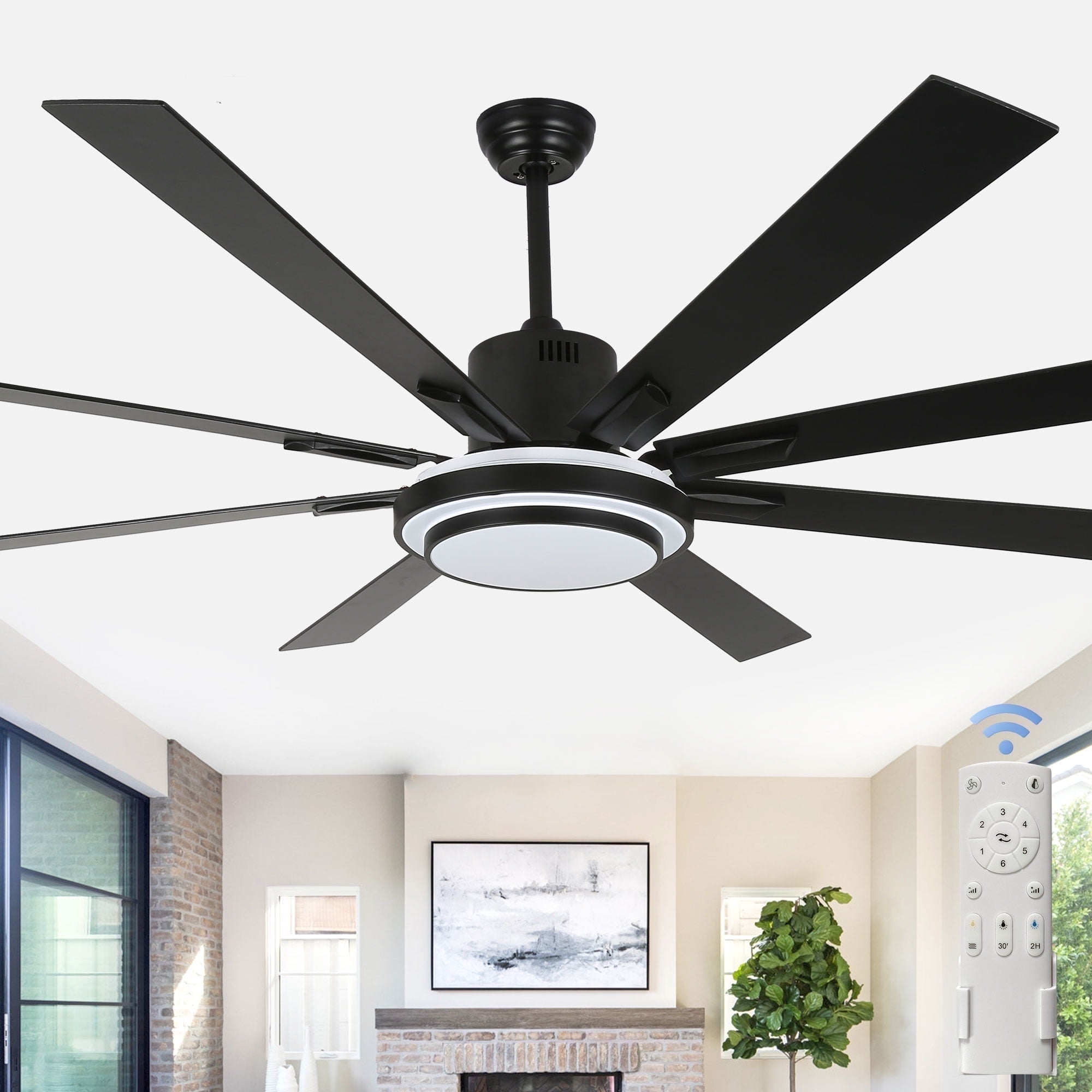 Cusp Barn 72 Inch Indoor Ceiling Fan with Lights and Remote Control, 6 ...
