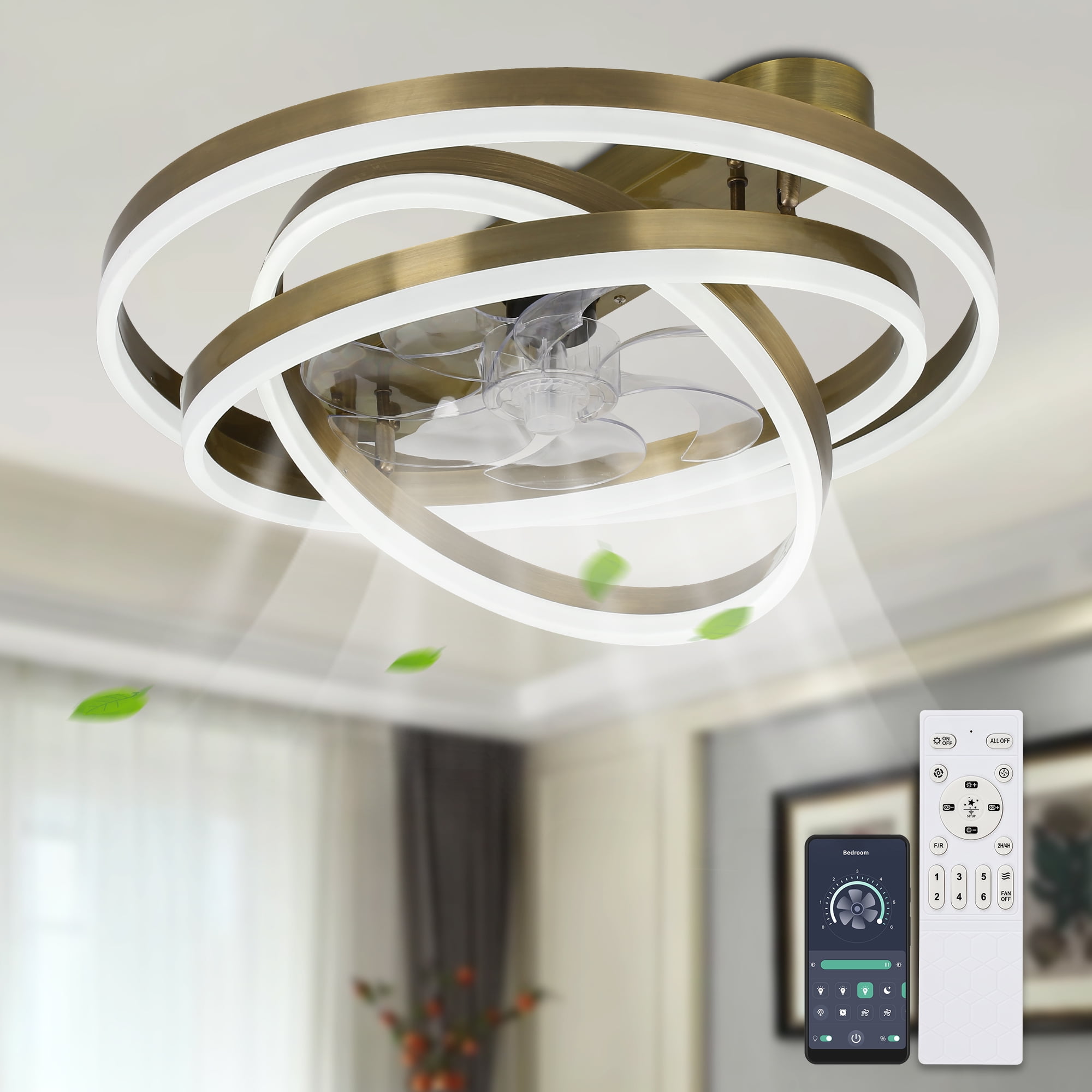 Cusp Barn Modern 24-In Modern DIY Shape Ceiling Fan with Lights, Low ...