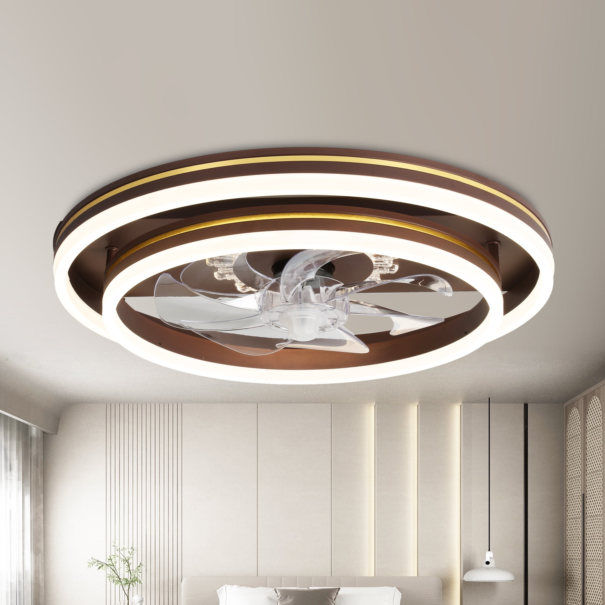 Cusp Barn Modern Flush Mount Ceiling Fan with Lights APP Control Dual ...