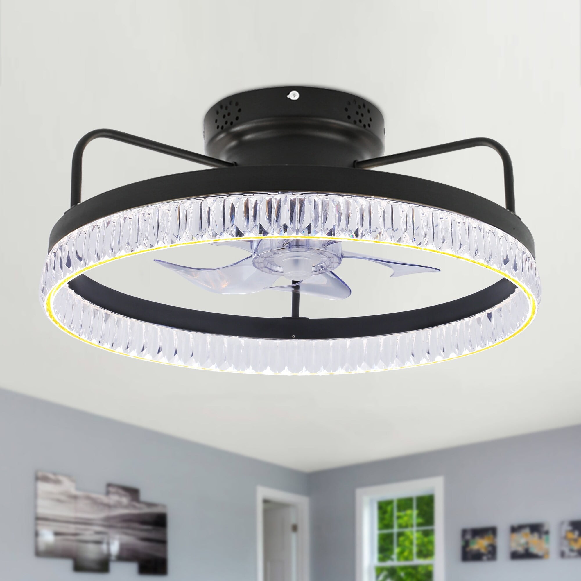 Cusp Barn Modern Smart Low Profile Ceiling Fan with Dimmable LED Light ...