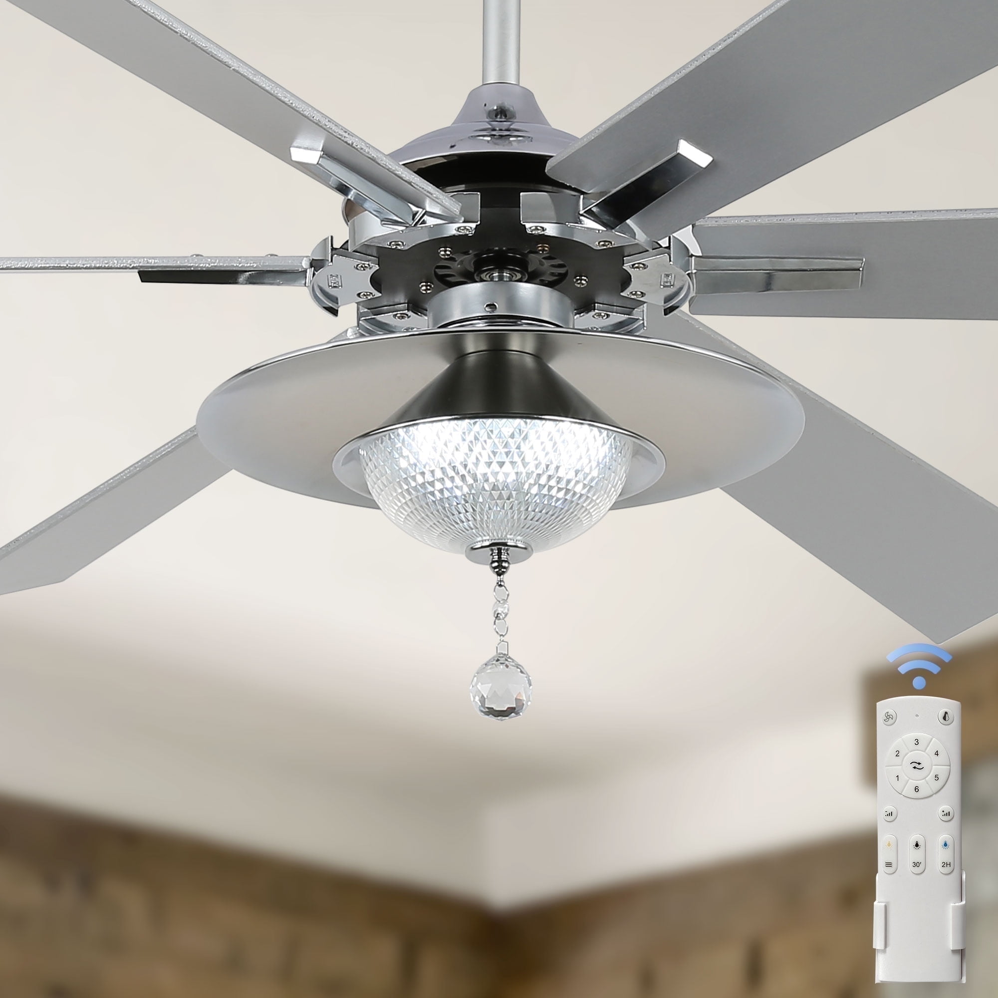 Cusp Barn 72" Indoor Ceiling Fan with LED Light, 8 Blades, 3 Color ...