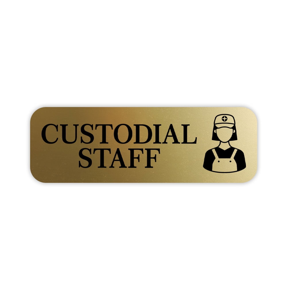 Custodial Staff 1 x 3" Gold Rounded Corner Name Badge | Medical ...