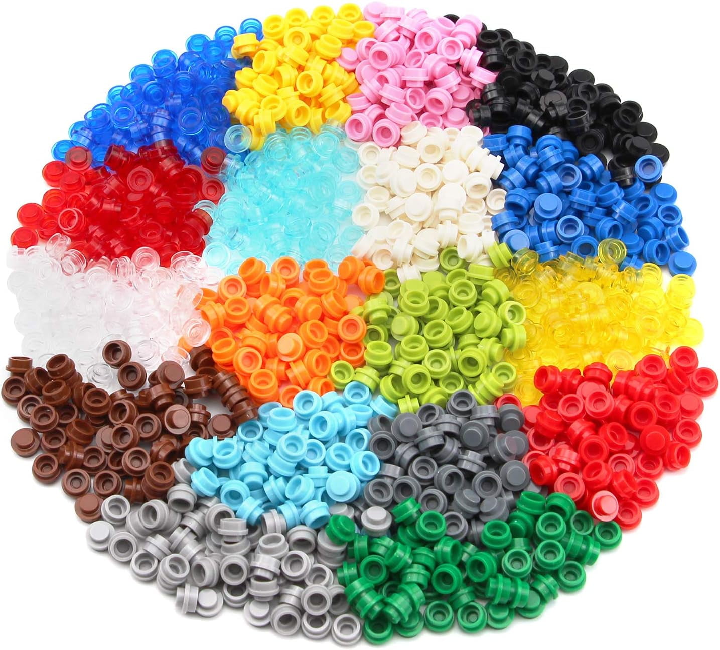 Custom 1000PCS Multicolored Round Plates 1X1 Building Blocks MOC Colors ...