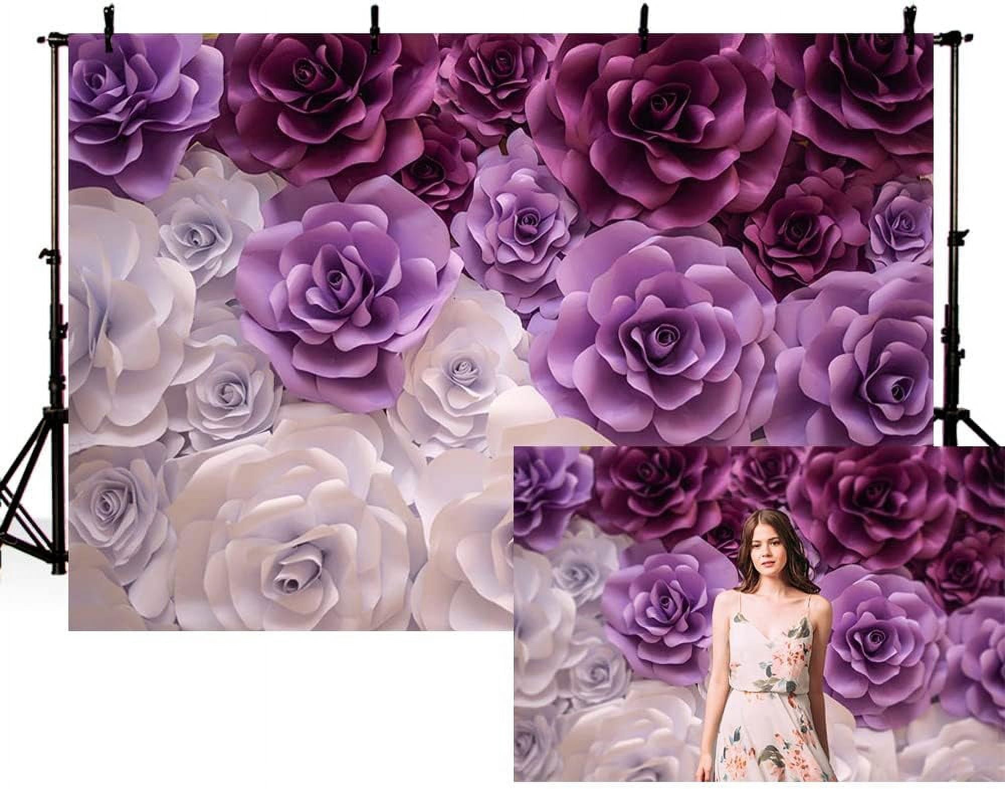 Custom 10x7ft Rose Flower Photography Backgrund Purple White Floral ...