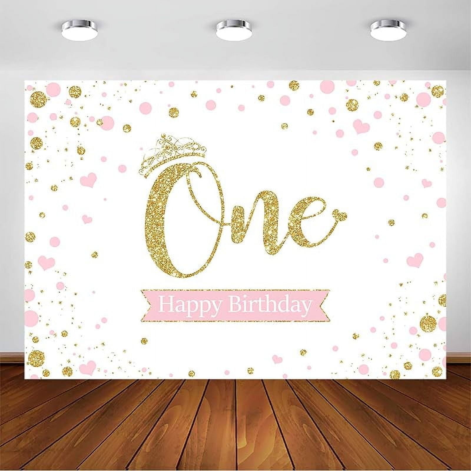 Custom 1st Birthday Backdrop for Girl Pink and Gold Princess Birthday ...