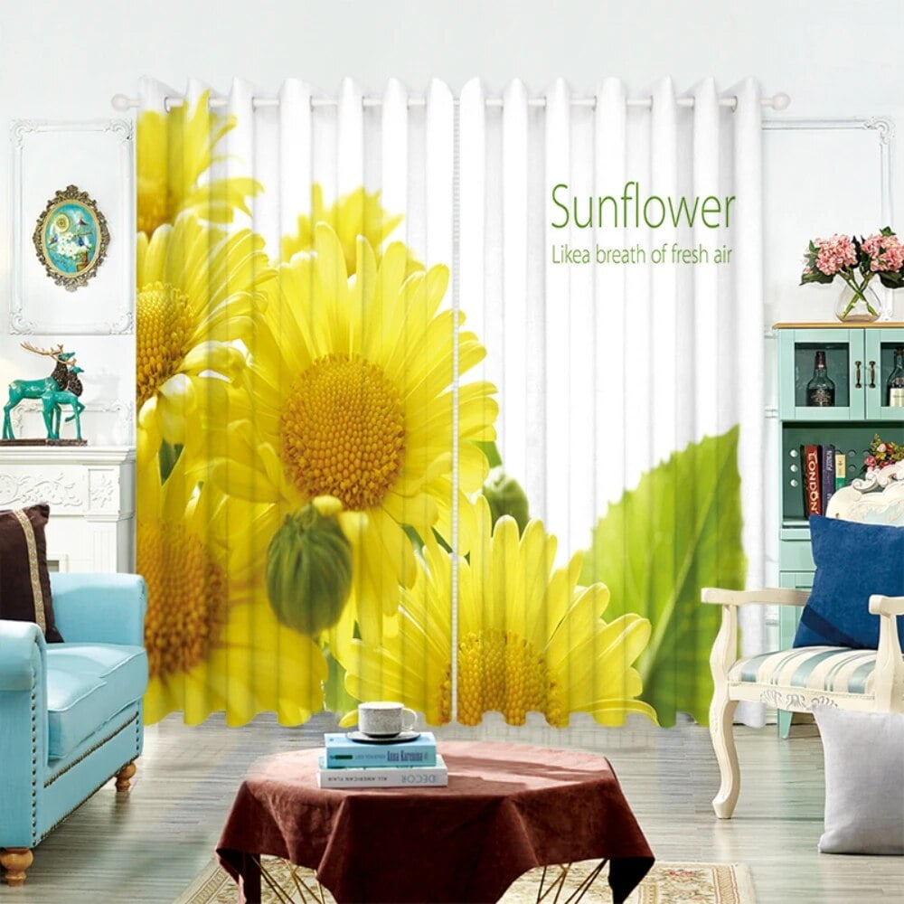 Custom 2025 New Modern Curtain Sunflower Landscape Painting Boys ...