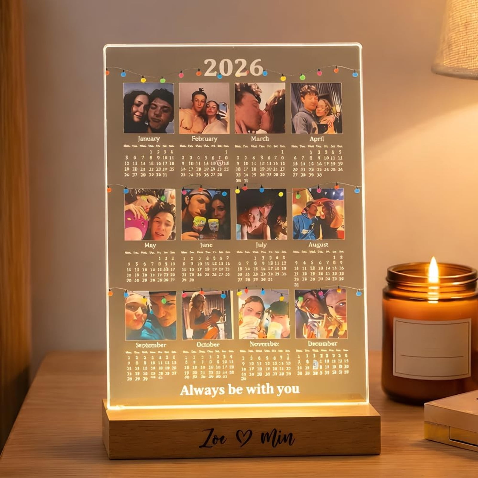 Custom 2026 Calendar LED Light Box with Photo and Text, Personalized ...