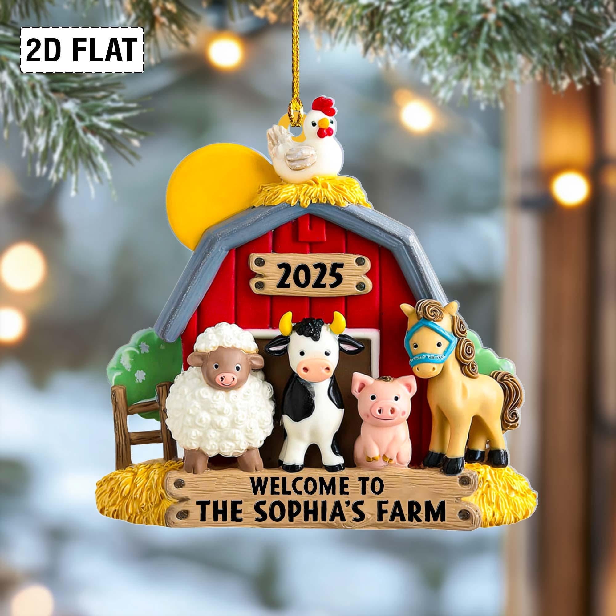 Custom 2D Flat Barn Farm Christmas Acrylic Ornament 2025, Xmas ...