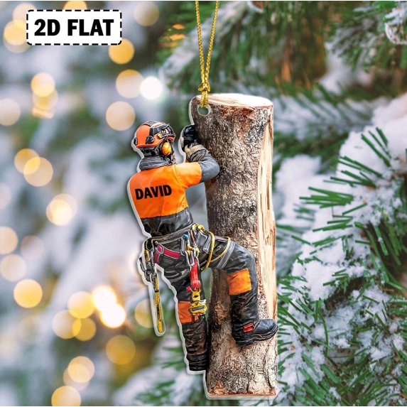Custom 2D Flat Tree Climber Acrylic Ornament, Logger Lineman Arborist ...