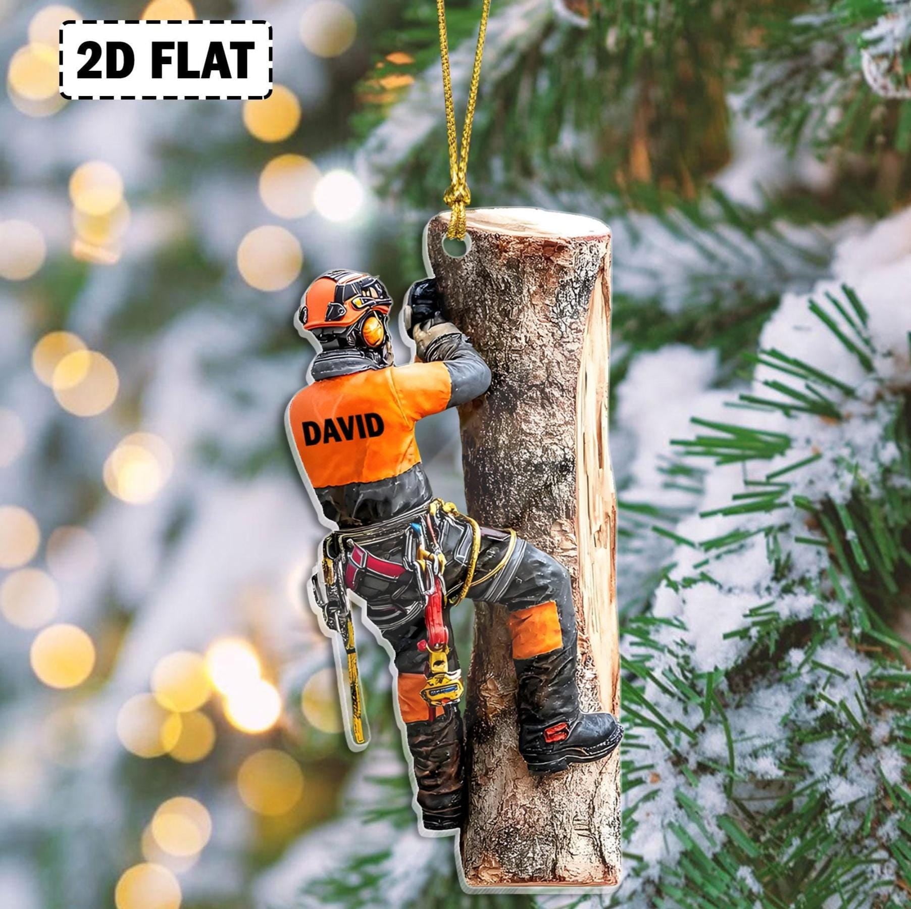 Custom 2D Flat Tree Climber Acrylic Ornament, Logger Lineman Arborist ...