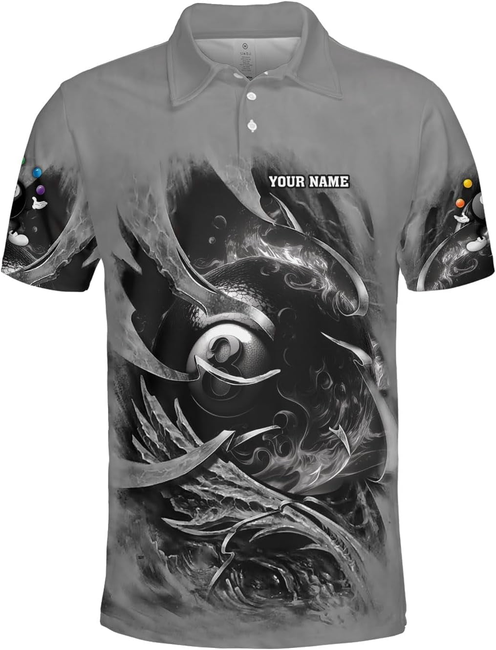 Custom 3D Billiard Polo Shirt Personalized Team Apparel 8 Ball Pool ...