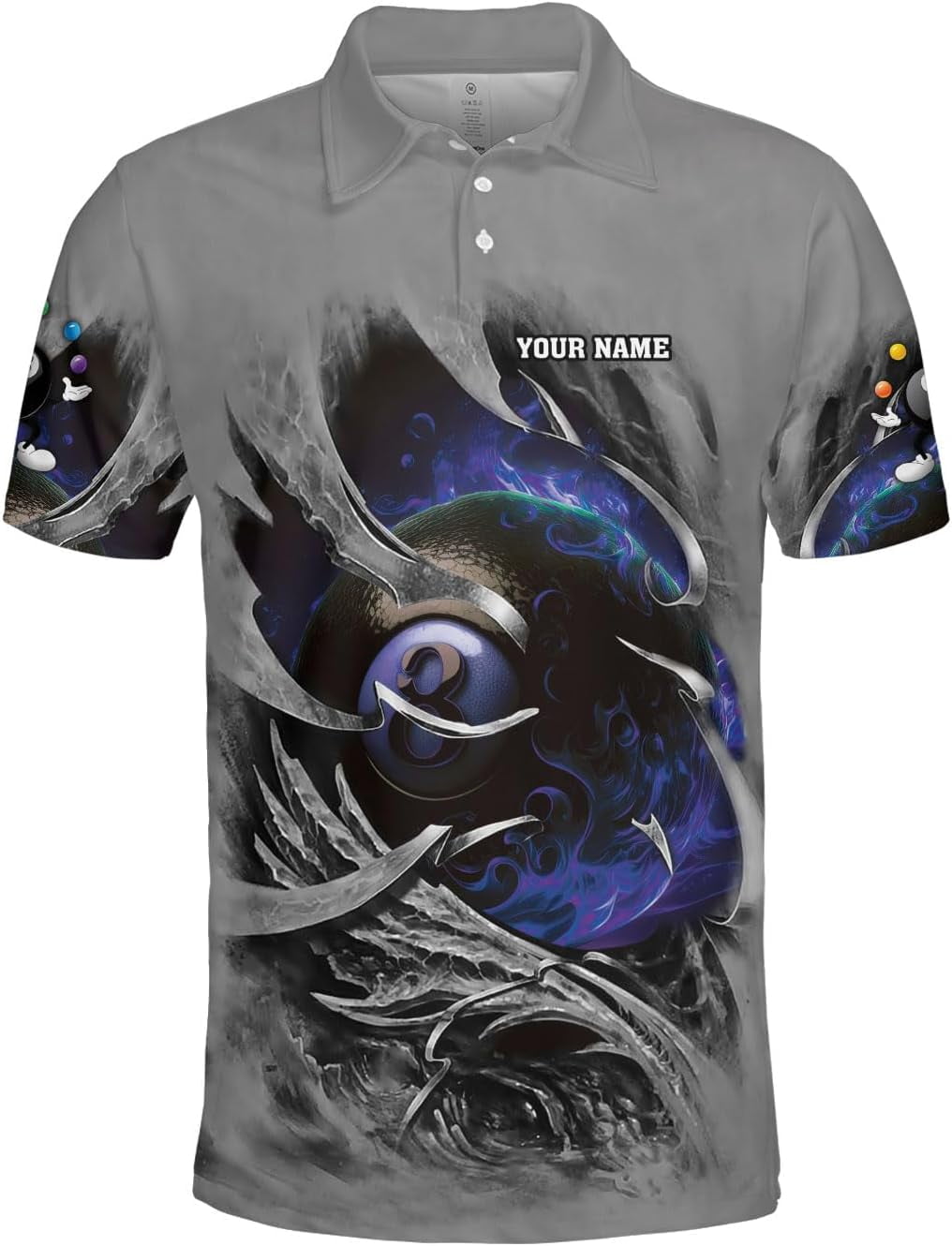 Custom 3D Billiard Polo Shirt Personalized Team Apparel 8 Ball Pool ...