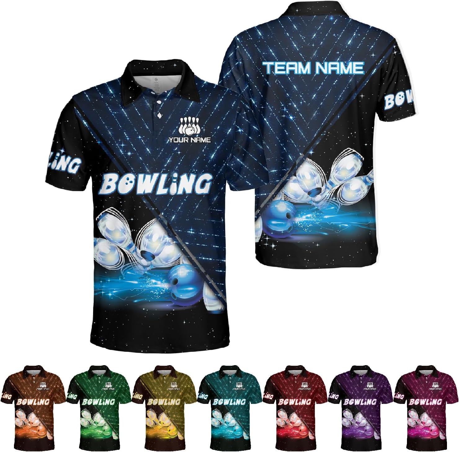 Custom 3D Bowling Polo Shirts for Men and Women Personalized Team Name ...