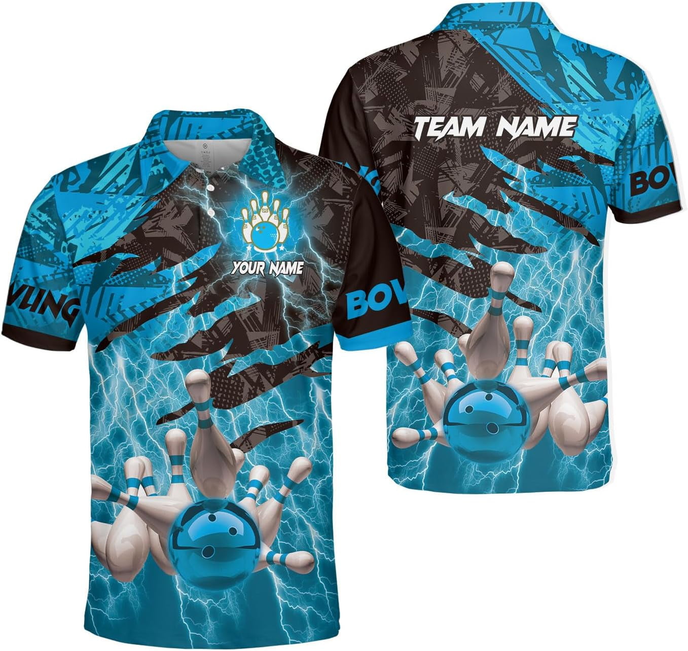 Custom 3D Bowling Polo Shirts for Men and Women Personalized Team Name ...