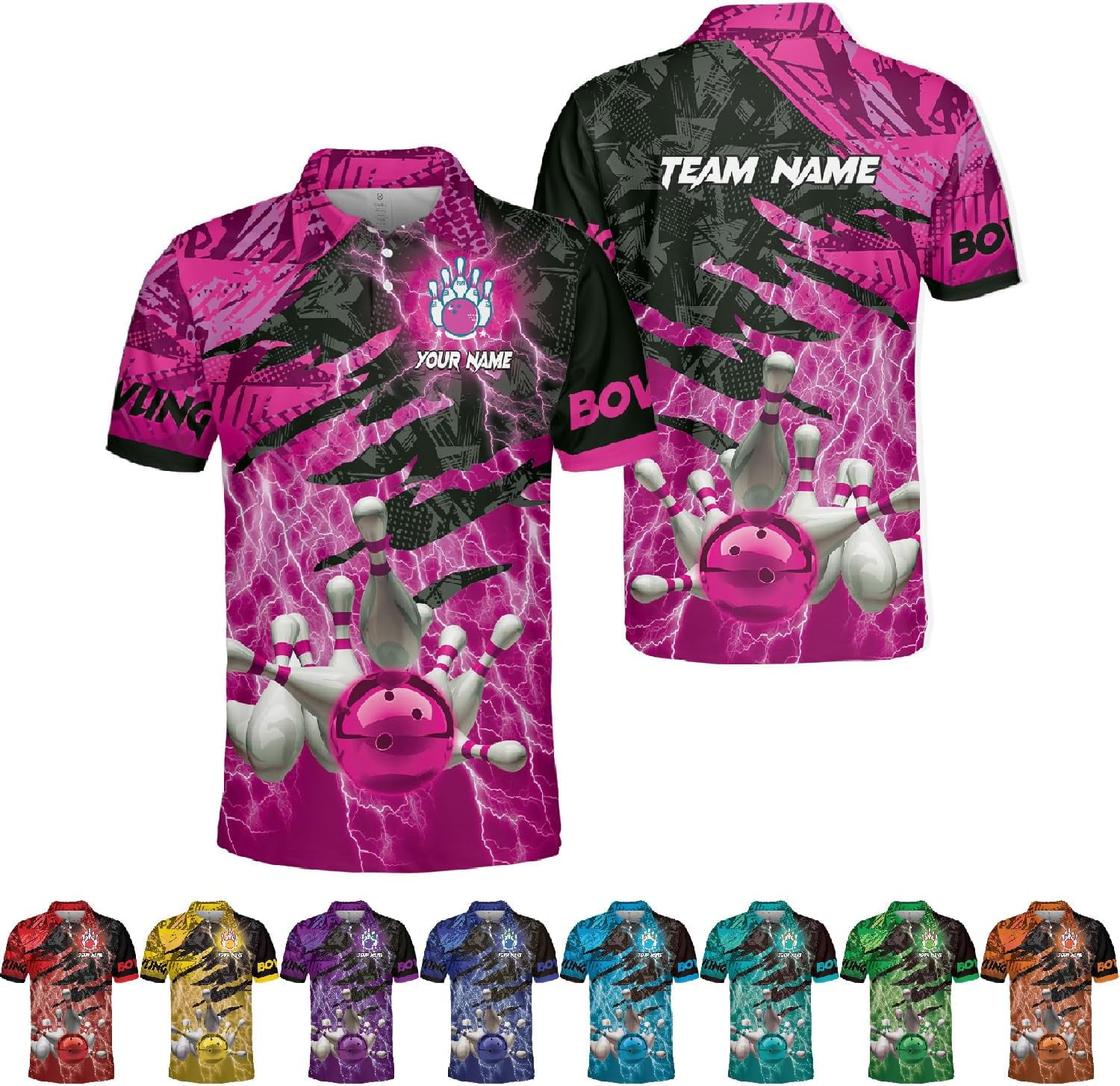 Custom 3D Bowling Polo Shirts for Men and Women Personalized Team Name ...