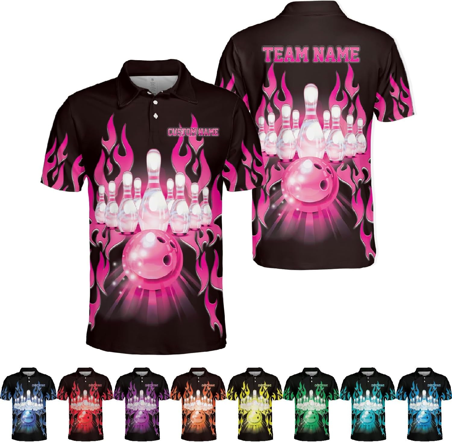 Custom 3D Bowling Polo Shirts for Men and Women Personalized Team Name ...