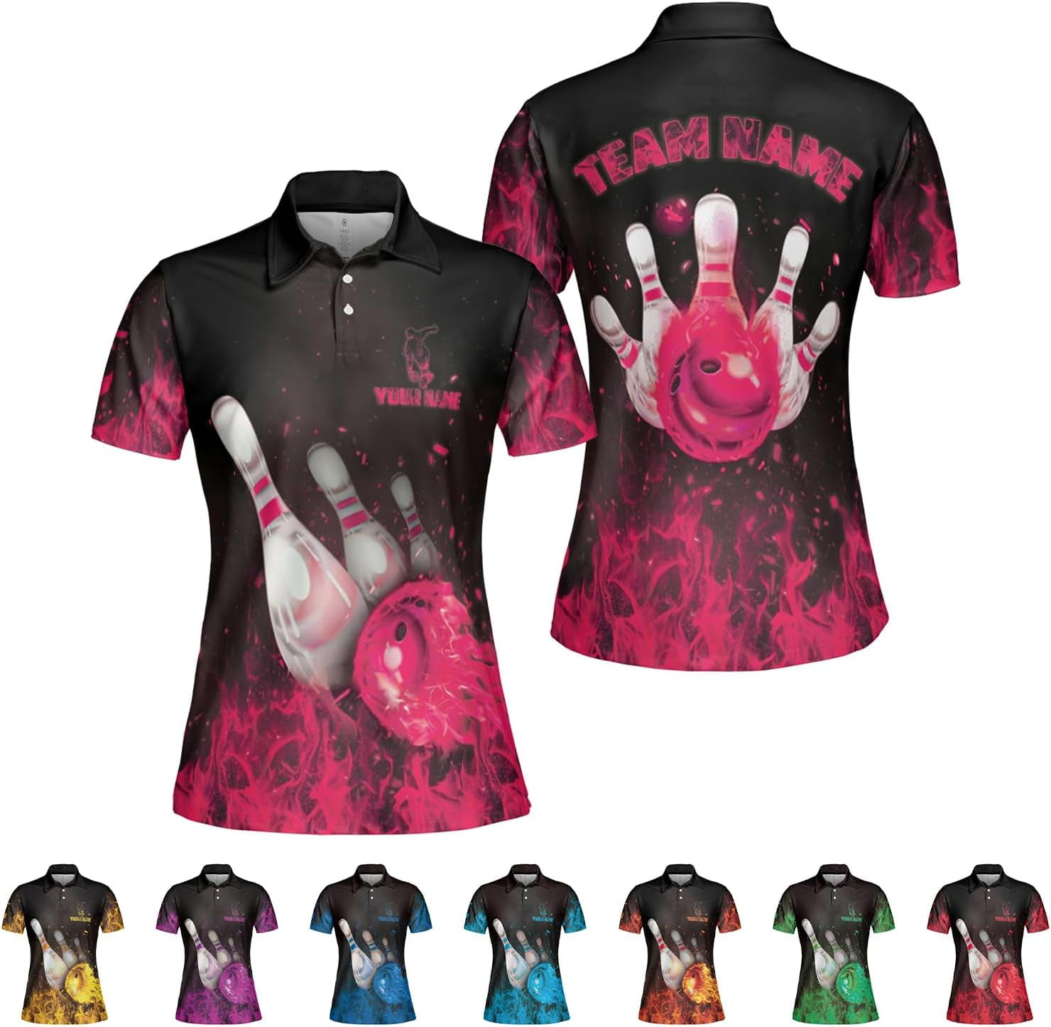 Custom 3D Bowling Polo Shirts for Women Personalized Team Name Gift ...