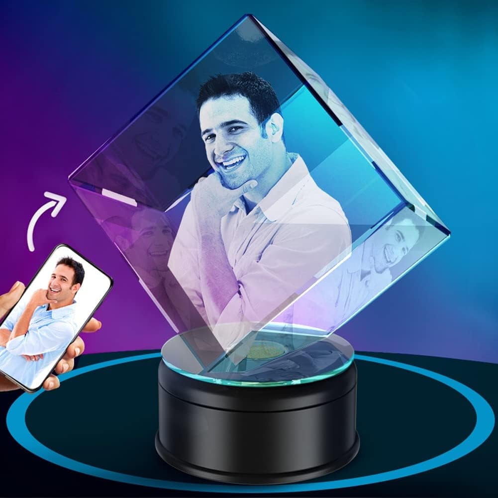 Custom 3D Crystal Gift for Mom, Cube Glass 3D Mother Gifts with LED ...