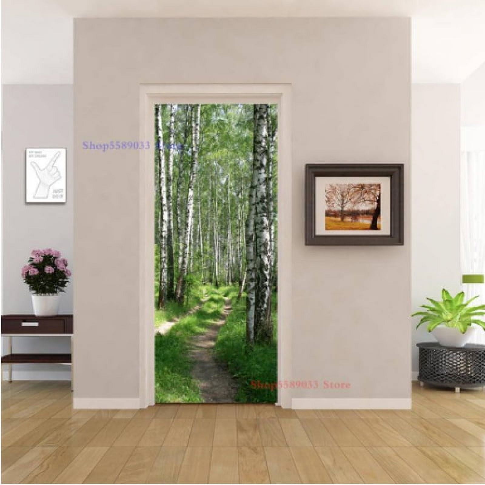 Custom 3D Nature Landscape Door Sticker Living Room Bedroom Home Decor ...