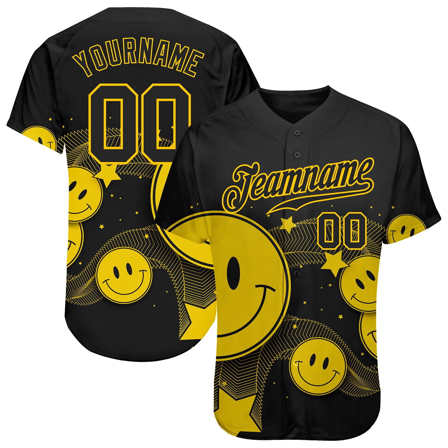 Custom 3D Pattern Design Smile Emoji Authentic Baseball Jersey - Hot ...