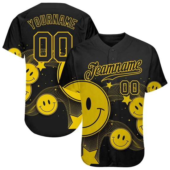 Custom 3D Pattern Design Smile Emoji Authentic Baseball Jersey - Hot ...