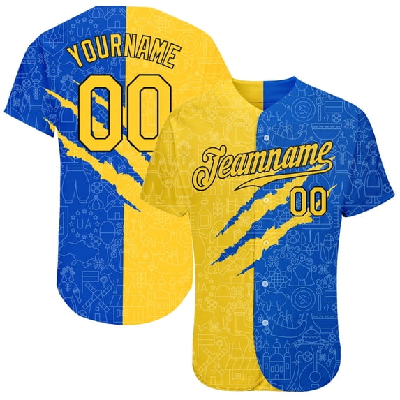 Custom 3D Pattern Design Ukrainian Flag Authentic Baseball Jersey - Hot ...