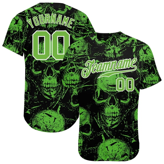 Custom 3D Pattern Halloween Skulls Authentic Baseball Jersey - Hot Sale ...