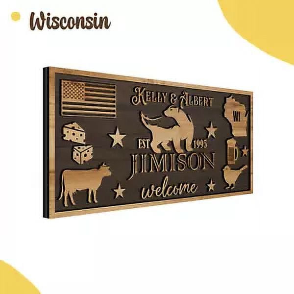 Custom 3D Wisconsin State Welcome Sign, Personalized Family Name Plaque ...
