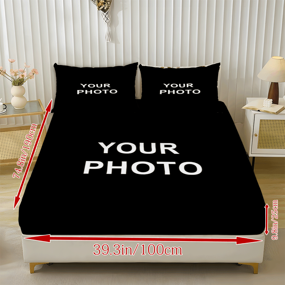 Custom 3pcs Personalized Picture Sheet Set, Customized Fitted Sheet Set ...
