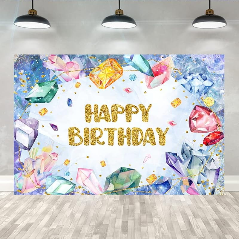Custom 5x3ft Purple Diamond Crystal Happy Birthday Backdrop She is a ...